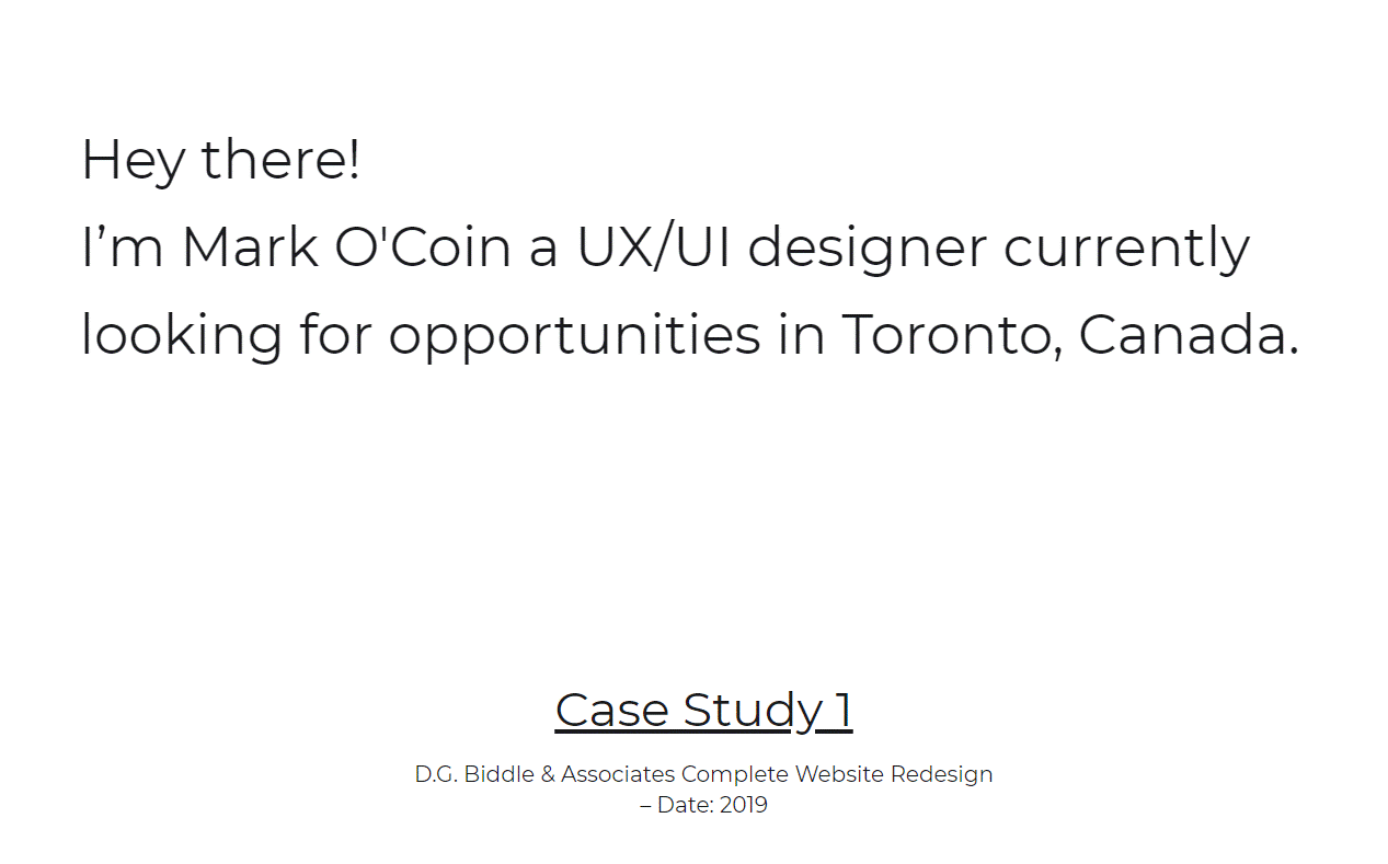 Portfolio - Mark O'Coin